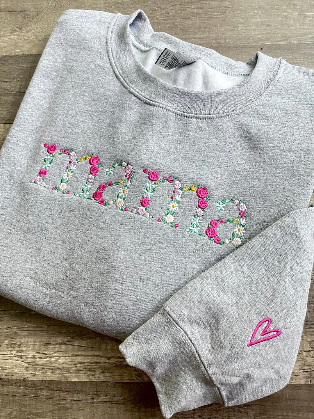 Custom Floral Mama Embroidered Sweatshirt, Mama Floral Sweatshirt,mama ...