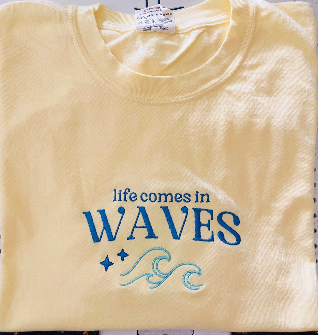 Embroidered Ocean Waves Shirt, Beach Shirt, Summer Shirt, Sunkissed ...