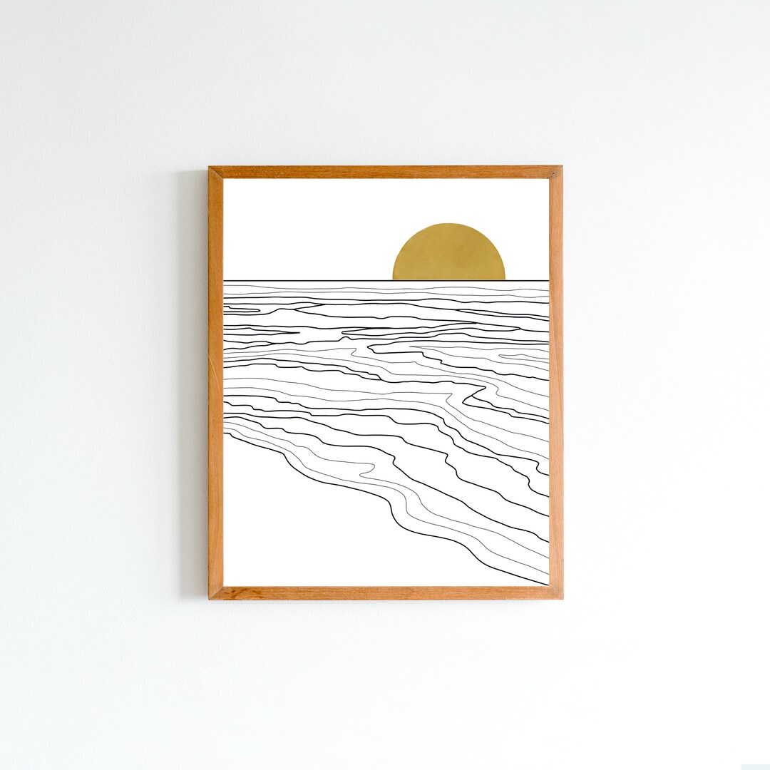 Beach Sunset Line Art | Abstract Wall Art | Minimalistic Art ...