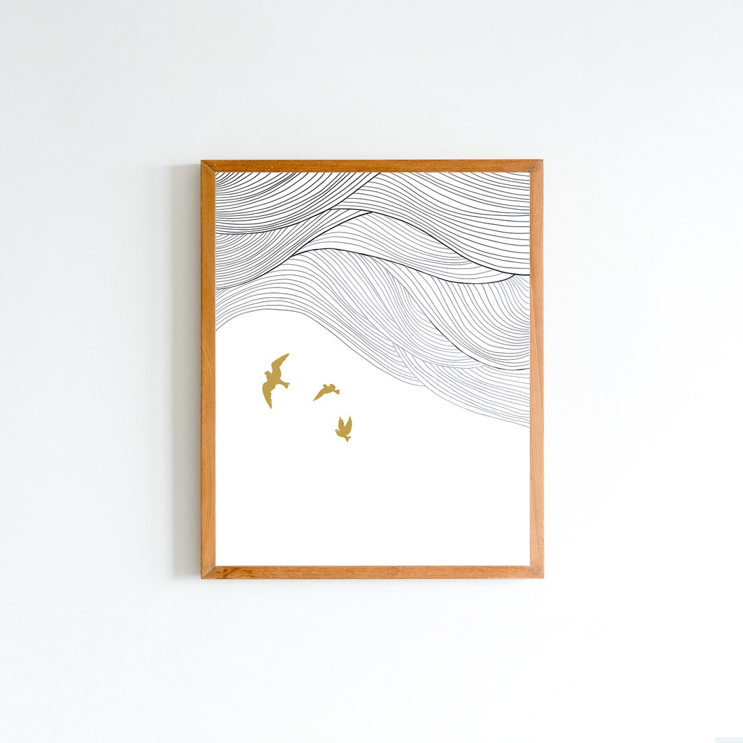 Wind Line Art | Birds Wall Art | Abstract Wall Art | Minimalistic Art ...