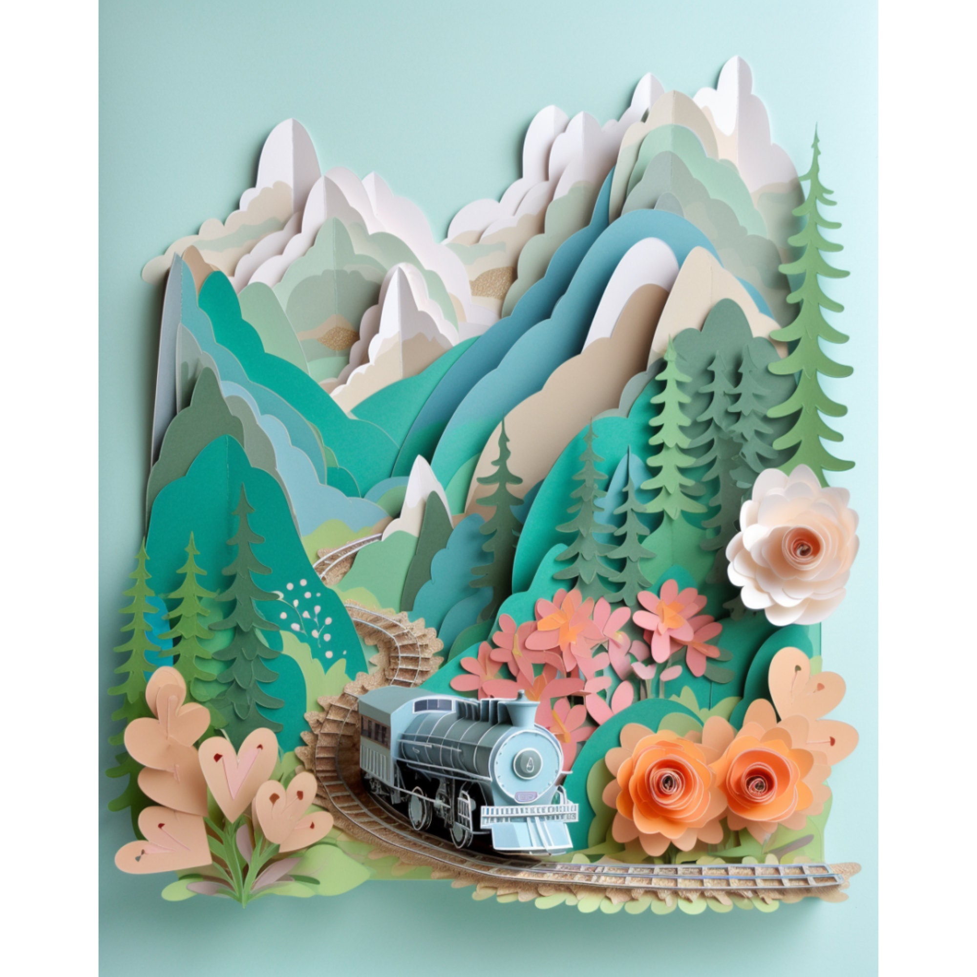 Nursery Train / Papercraft Train / Childrens Neutral Wall Art - Etsy