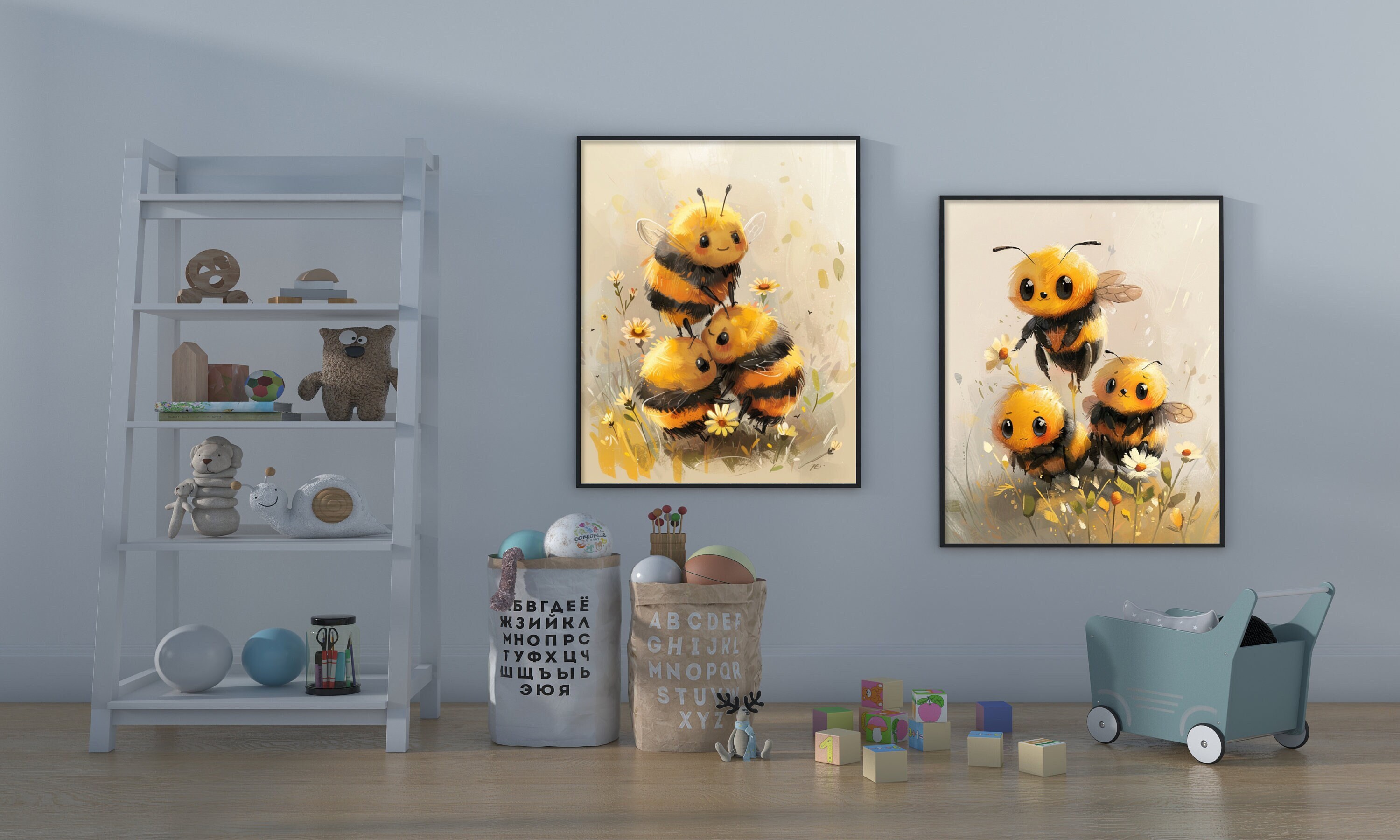 Bumble Bee Wall Art Prints Bee Decor for Child's Room Bee Wall Decor ...