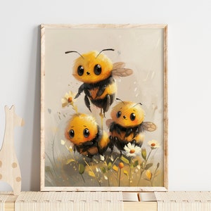 Bumble Bee Wall Art Prints - Bee Decor for Child's Room - Bee Wall ...