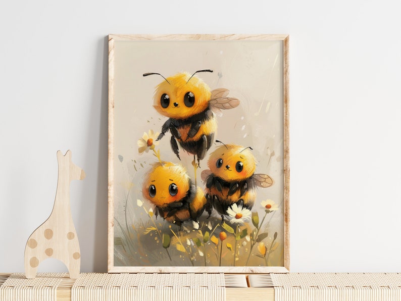 Bumble Bee Wall Art Prints Bee Decor for Child's Room Bee Wall Decor ...