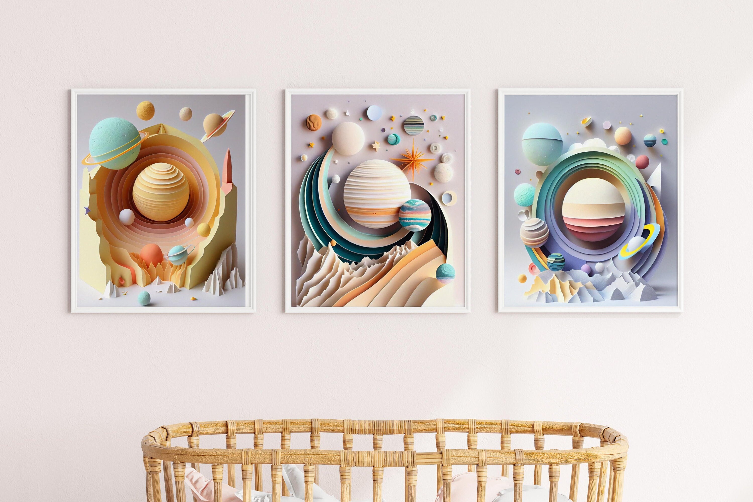 Space Adventure Wall Art Prints for Kids Room Planets, Galaxy, Solar ...