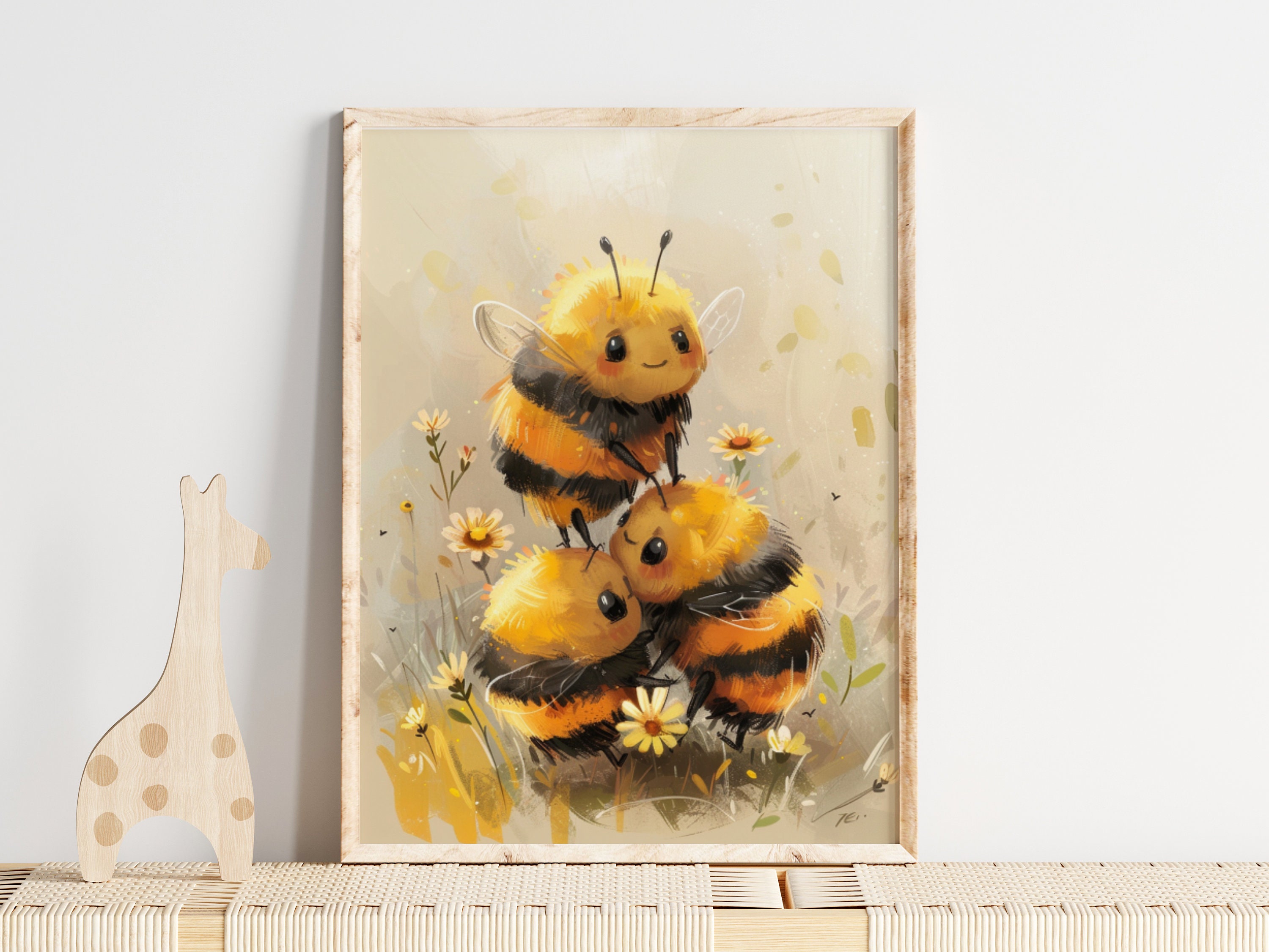 Bumble Bee Wall Art Prints Bee Decor for Child's Room Bee Wall Decor ...
