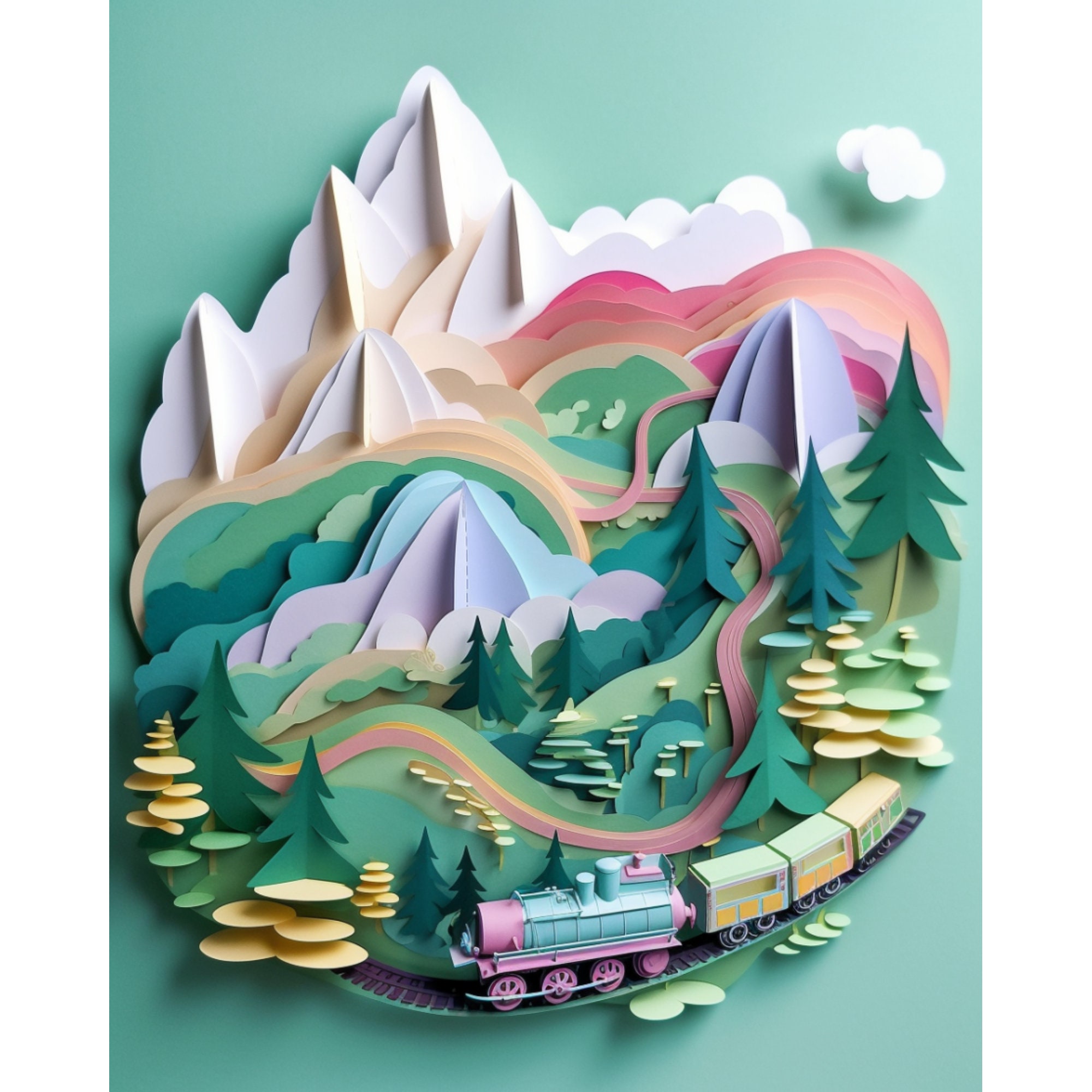 Nursery Train / Papercraft Train / Childrens Neutral Wall Art - Etsy