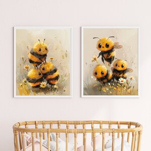 Bumble Bee Wall Art Prints - Bee Decor for Child's Room - Bee Wall ...