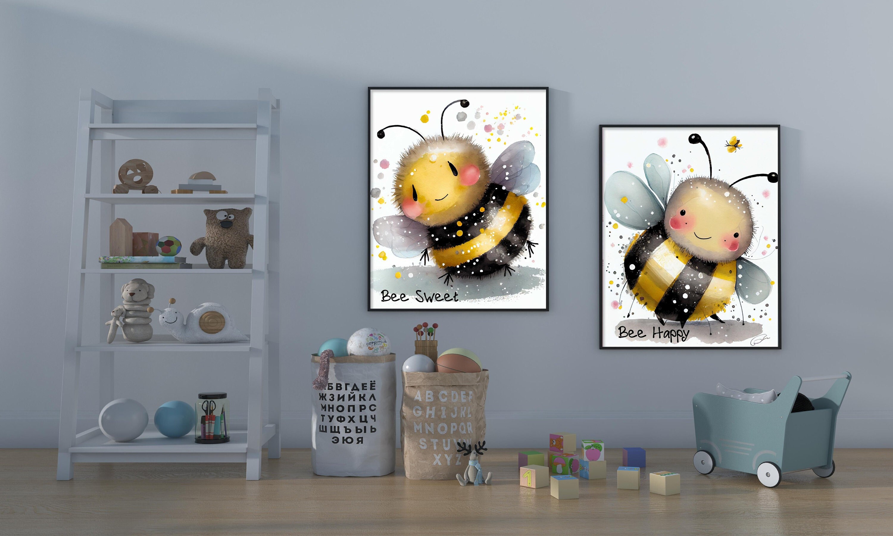 Bumble Bee Decor / Honey Bee Prints / Childrens Neutral Wall Art / Bee ...
