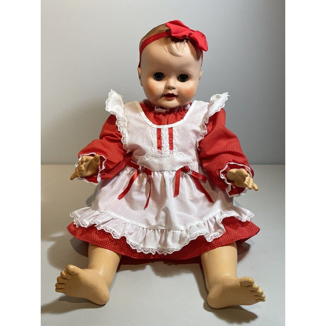 Vintage Carter’s Dress 18 Mo Baby Girl White Red Ruffles Bows Lace Doll ...
