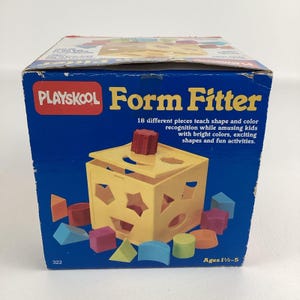 Playskool Form Fitter Shape Sorter Cube Block Child Toy Colors Vintage ...