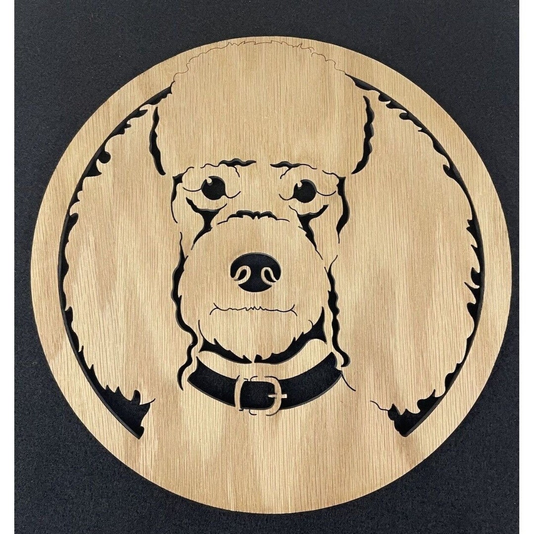 Poodle Dog Decor Plaque Puppy Face Cut Out Wood Jigsaw Handmade 8'' New ...