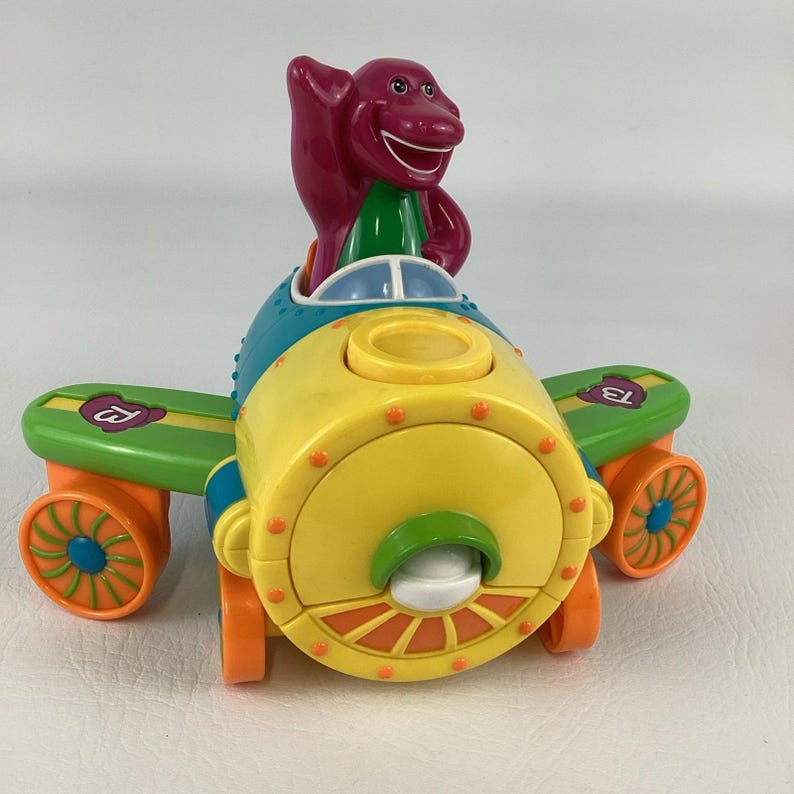 Barney Train to Plane Traveler Toy Purple Dinosaur W Sounds Vintage ...