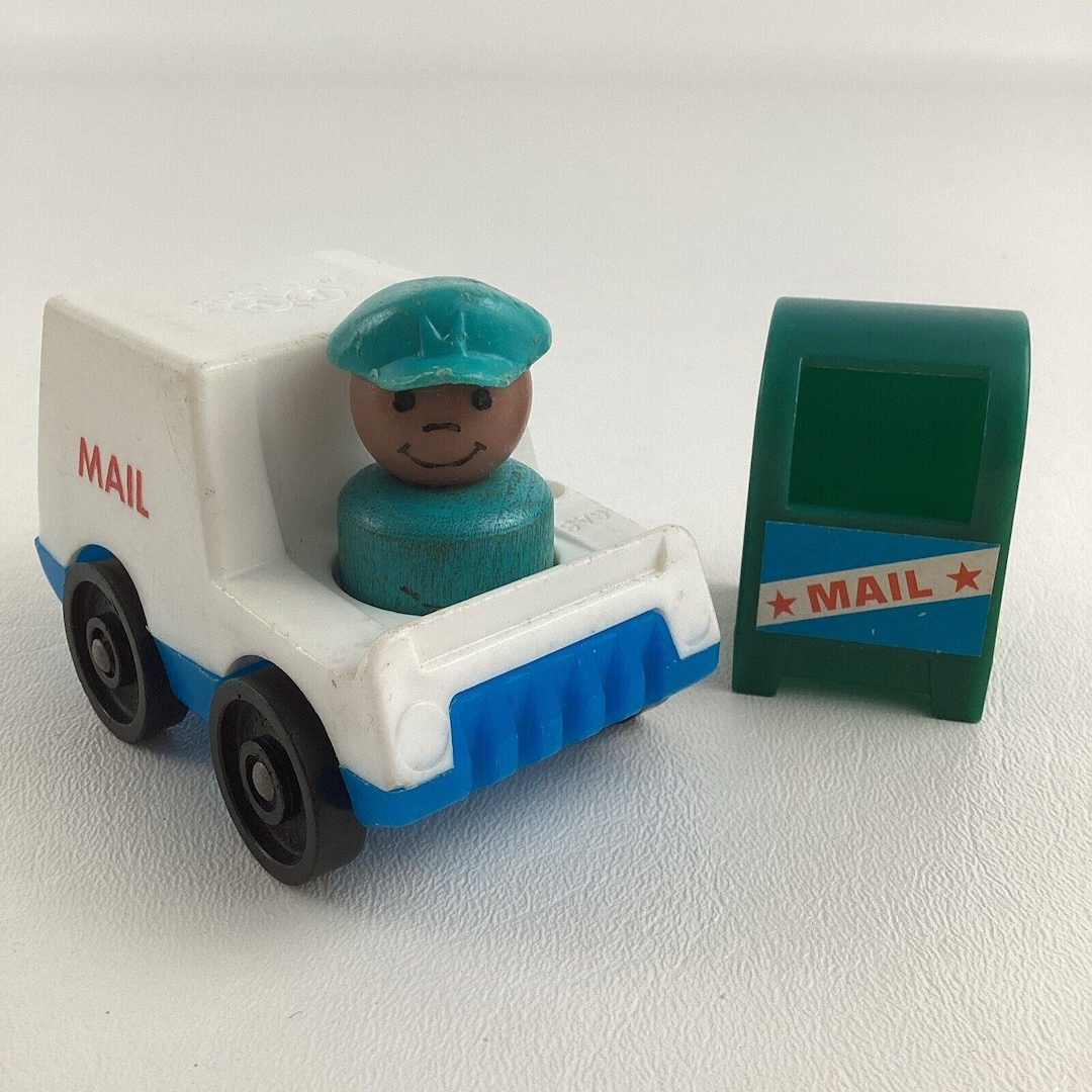 Fisher Price Little People Mail Truck Mailbox Mailman Wooden Figure ...