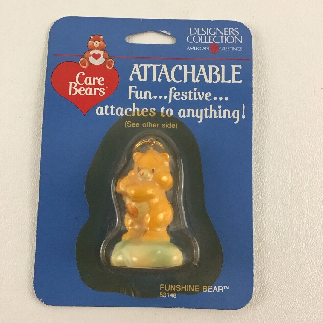Care Bears Funshine Attachable Key Ring Zipper Vintage 1985 American ...