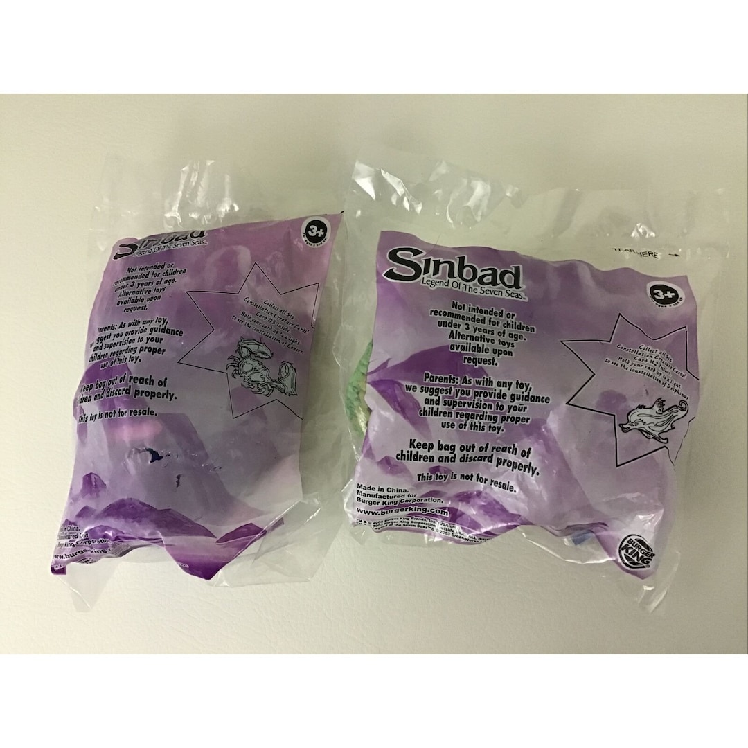 Sinbad Legend of Seven Seas Burger King Toy 2pc Lot Water Siren Fish ...