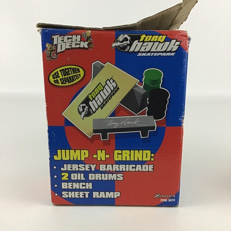 Tech Deck Tony Hawk Skatepark Playset Metal Rails Jump & Grind Vintage ...
