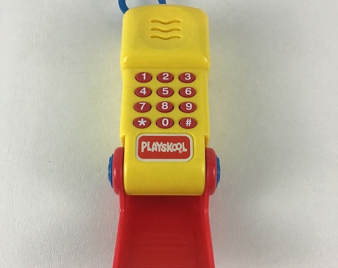 Playskool Toy Cell Flip Phone Realistic Sounds Antenna Pretend Vintage ...
