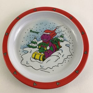 Barney Friends Christmas Winter Bowl Plate Set Dinnerware Child