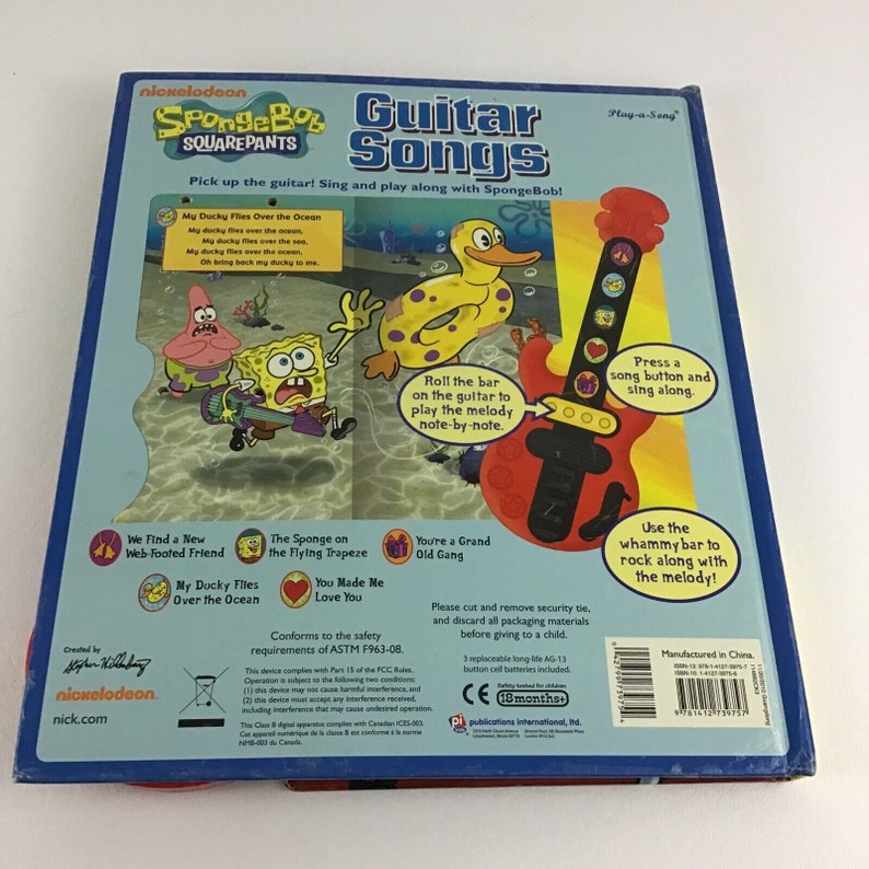 Spongebob Squarepants Play A Sound Hardcover Book Guitar Songs - Etsy