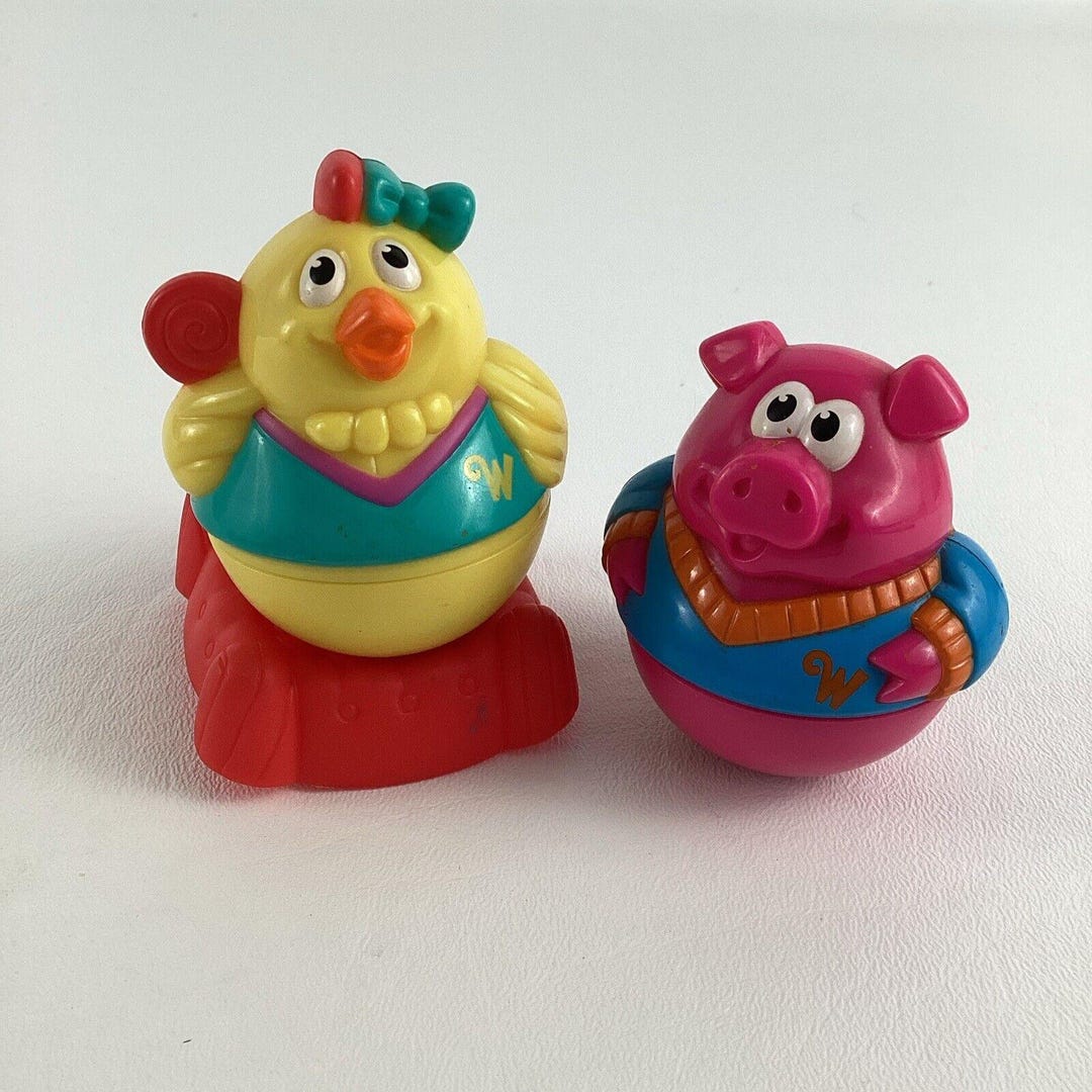 Playskool Weebles Wobble Pig Chicken Roly Poly Animal Figure Lot Toy ...