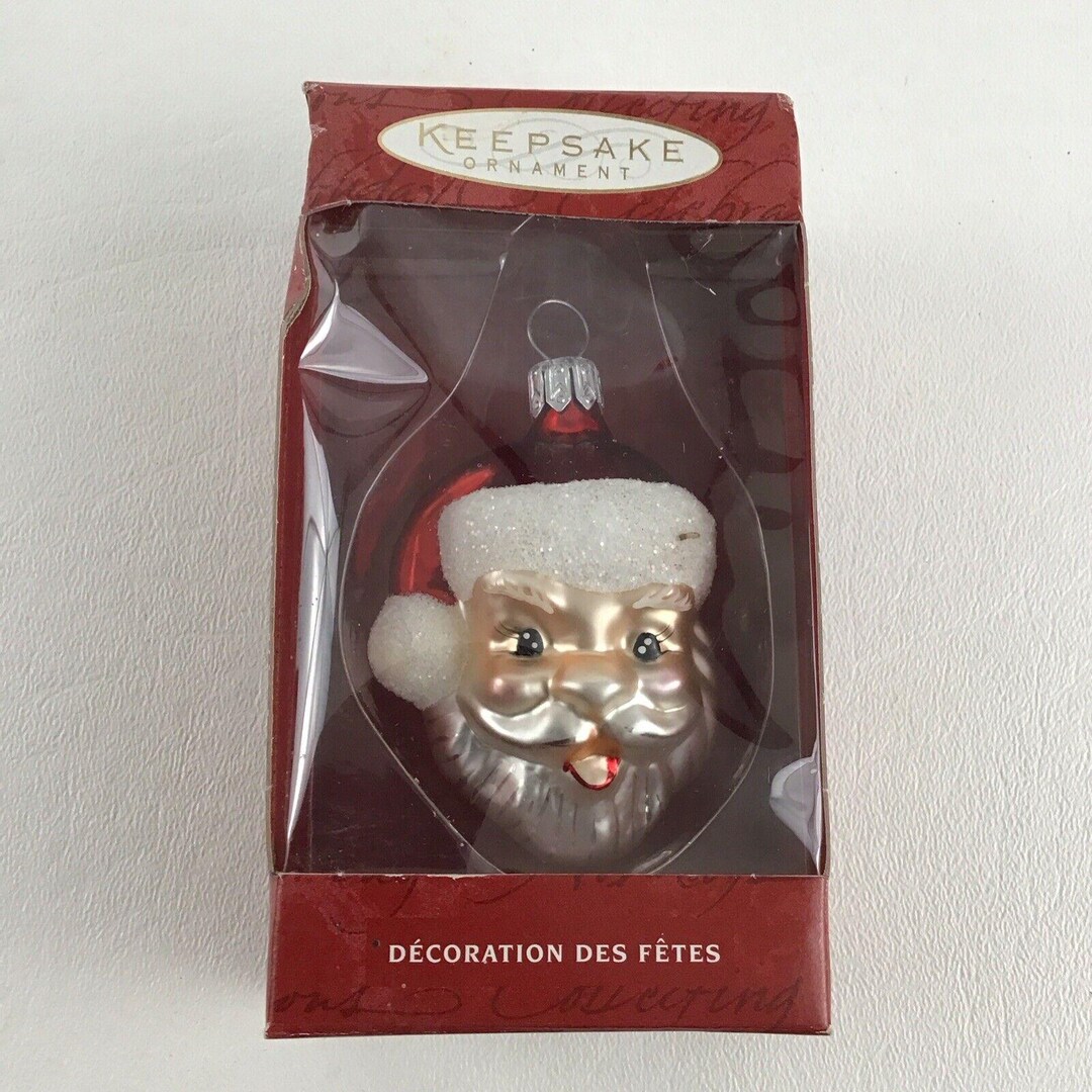 Hallmark Keepsake Christmas Tree Ornament Hand Blown Glass Santa Claus ...