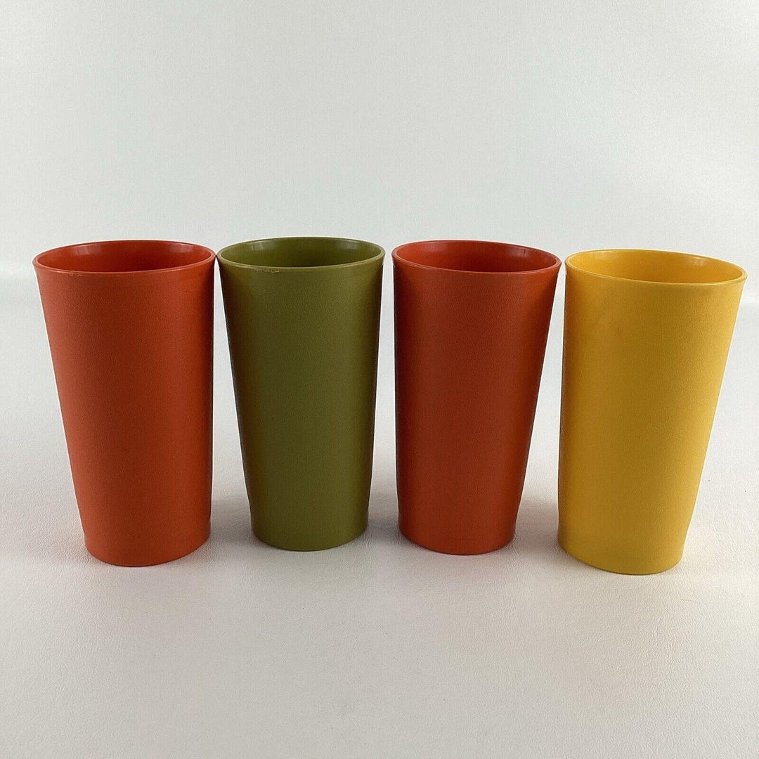 Tupperware Drink Beverage Tumblers Set Harvest Fall Colors Vintage ...