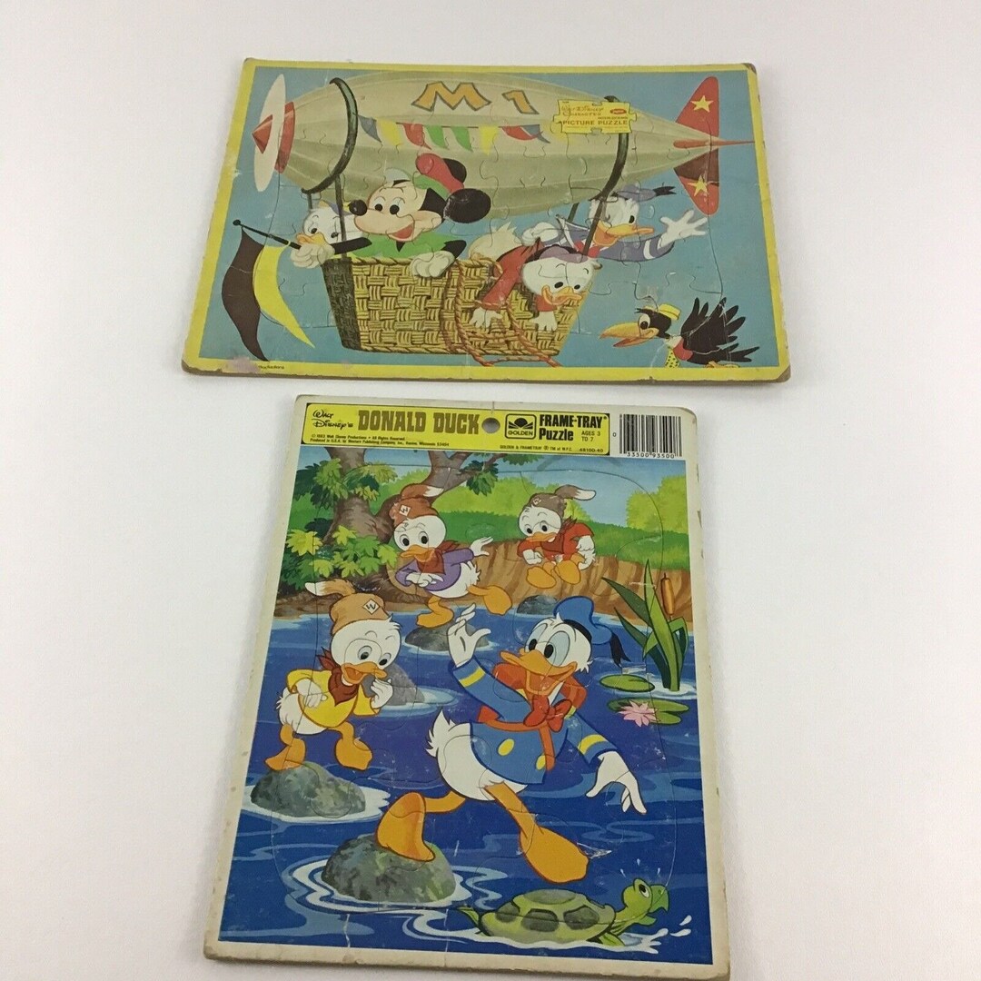 Disney Frame Tray Puzzle Lot Donald Mickey Mouse Huey Dewey Louie ...
