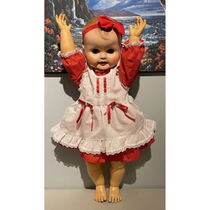 Vintage Carter’s Dress 18 Mo Baby Girl White Red Ruffles Bows Lace Doll ...