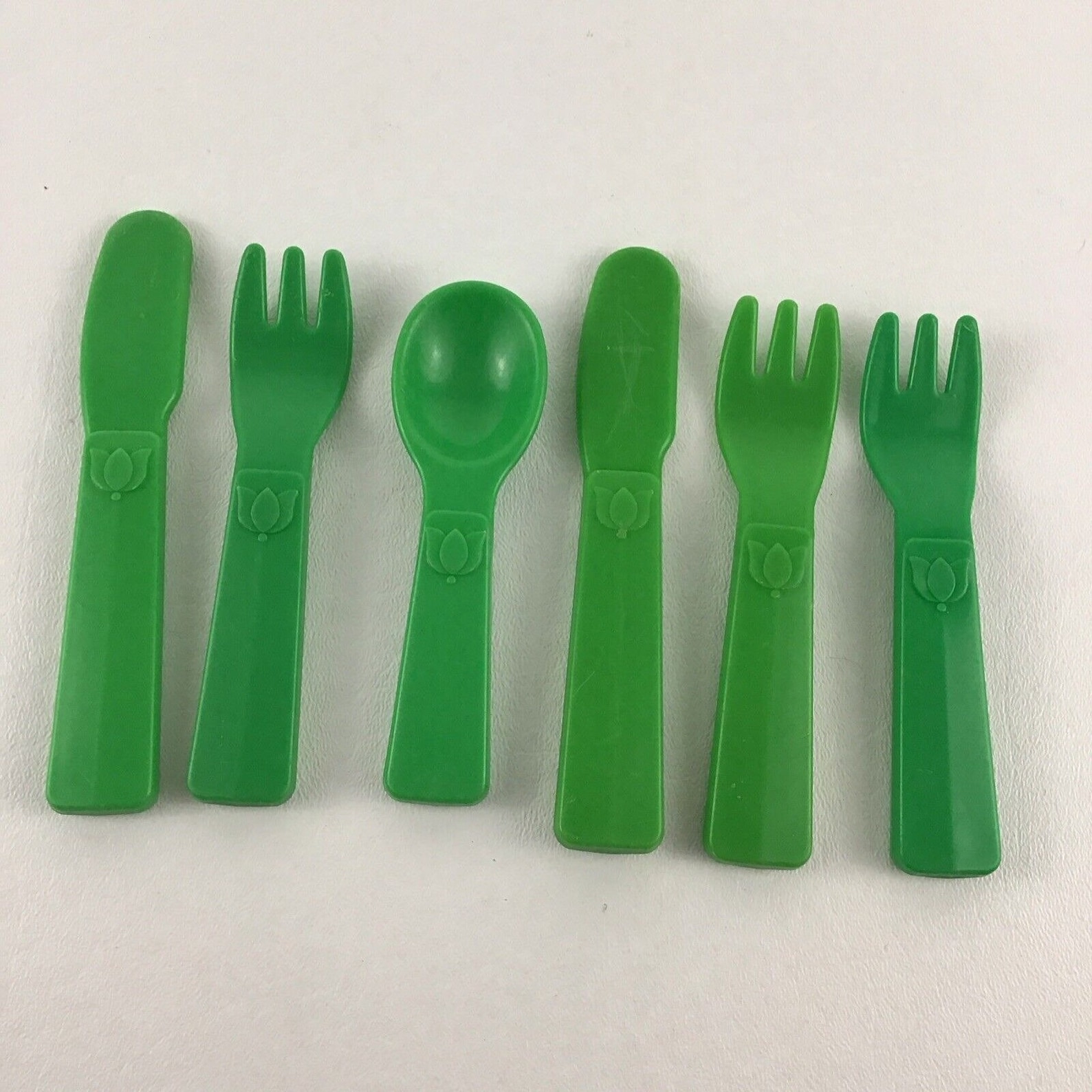 Fisher Price Fun With Food Pretend Green Tulip Utensil Fork Knife Lot ...
