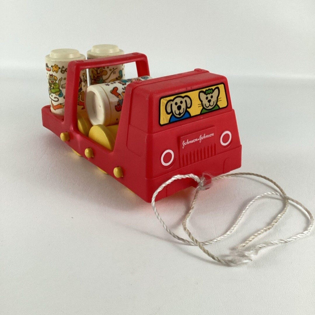 Johnson & Johnson Rhythm Roller Pull Toy Rattle Truck Toddler Vintage ...