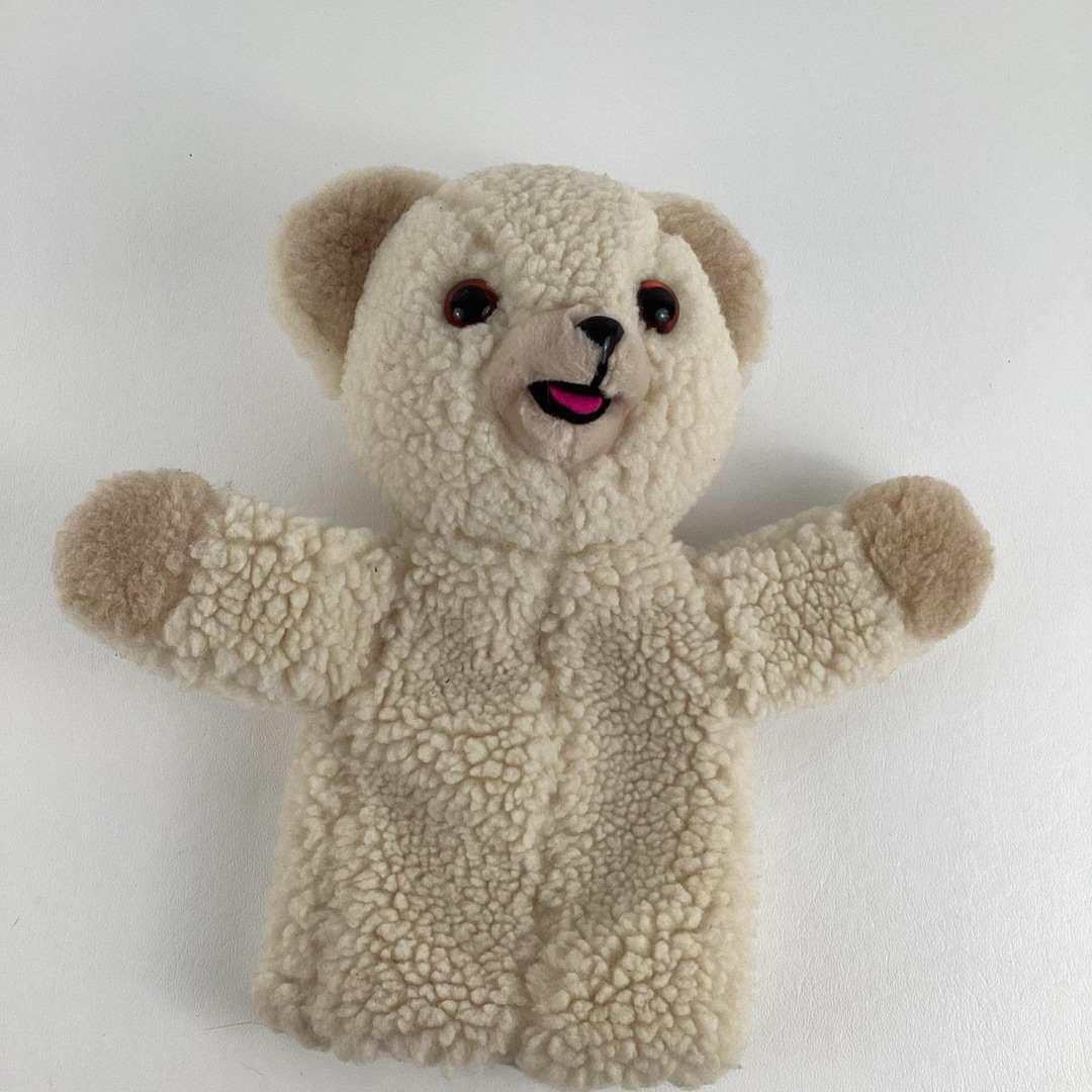 Russ Snuggle Bear Mascot Hand Puppet Vintage Plush Stuffed Animal Toy ...