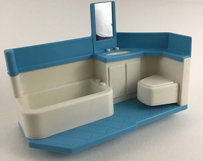 Little Tikes Blue Roof Dollhouse Bathroom Insert Tub Sink Toilet ...