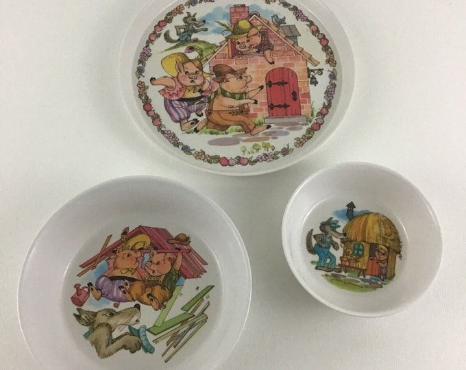 Oneida Deluxe Dinnerware Three Little Pigs Big Bad Wolf Child Plate ...