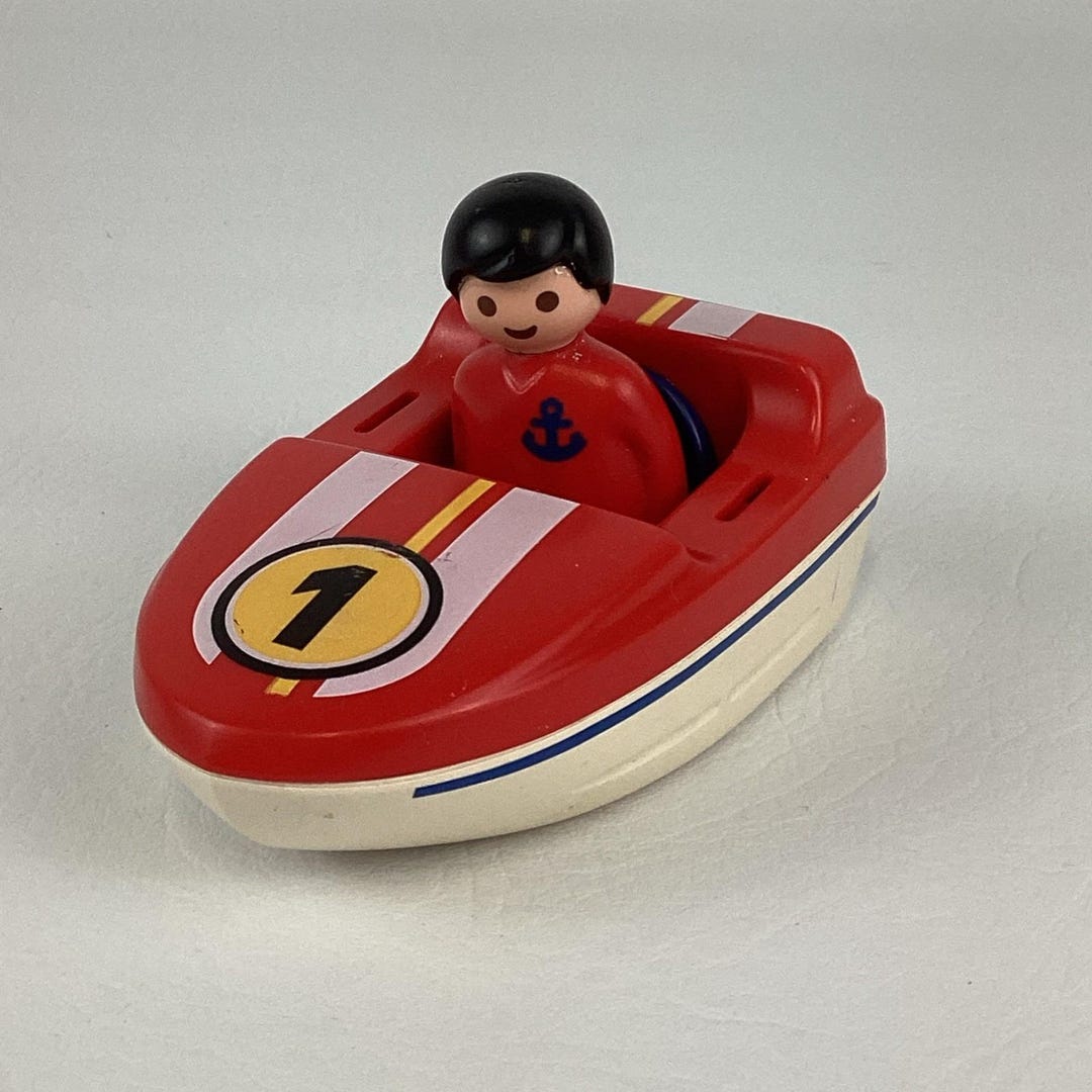 Playmobil Racing Speed Boat Driver W Figure Vessel Geobra Vintage 1990 ...
