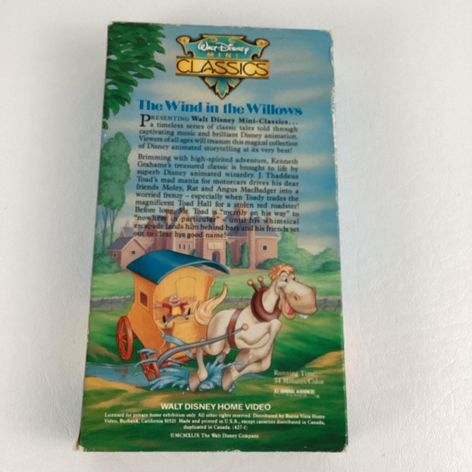 Walt Disney Mini Classics VHS Tape the Wind in the Willows Mr. Toad ...
