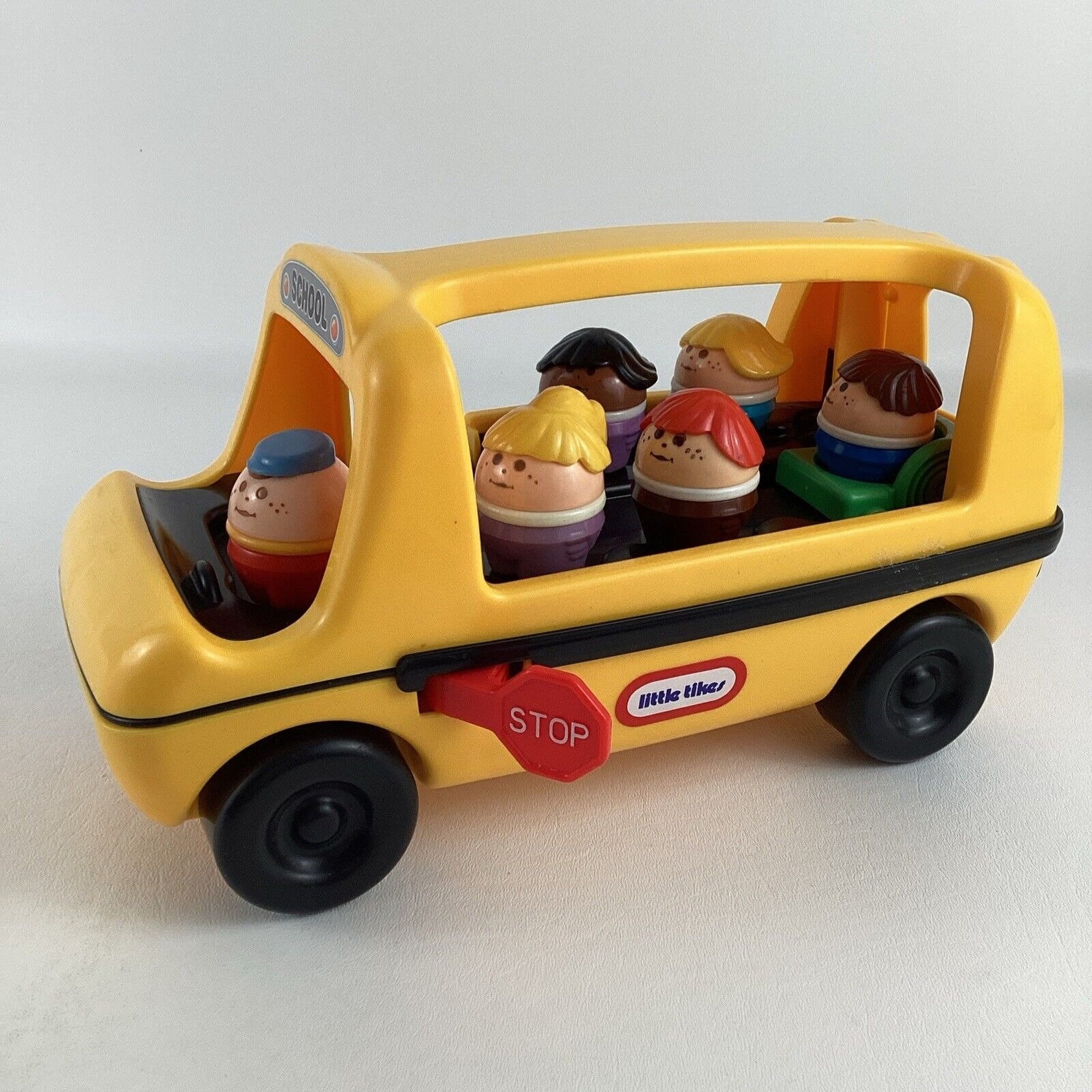 Little Tikes Toddle Tots School Bus Push Along Vehicle Figures Vintage ...
