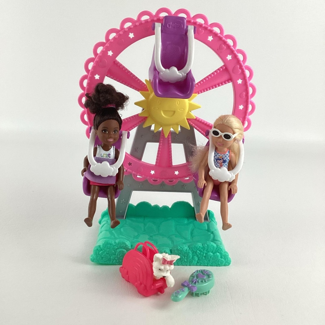 Barbie Club Chelsea Carnival Playset Ferris Wheel Ride Dolls Lot Mattel ...