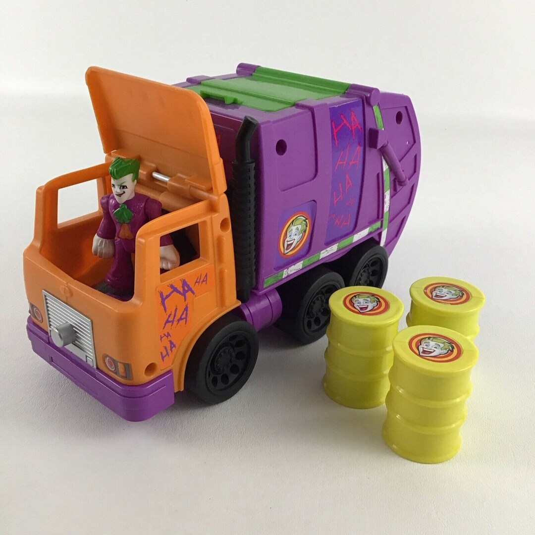 Imaginext DC Super Friends Gotham City Joker Garbage Truck Cans Figure ...