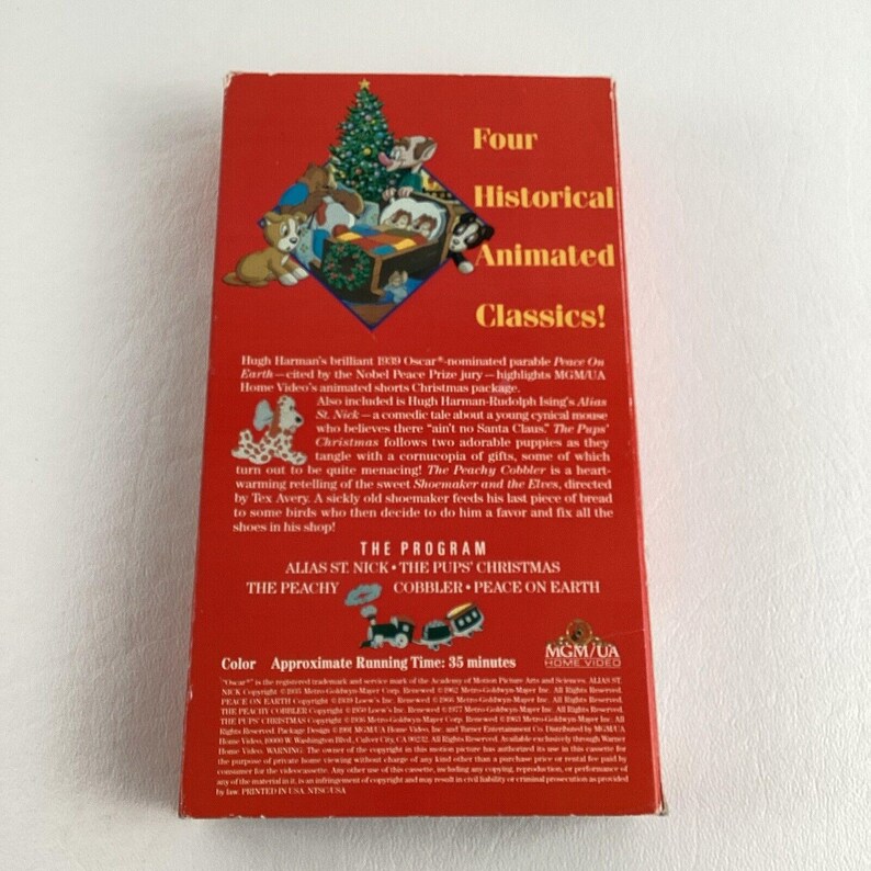 MGM Cartoon Christmas VHS Tape Historical Animated Classic Alias St ...