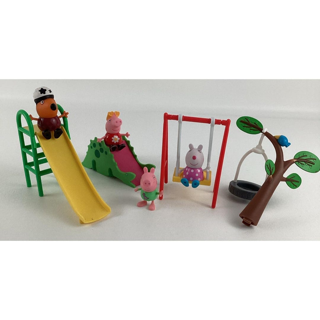 Peppa Pig Dino Park Playground Playset Slide Swings 4 Figures Lot ...