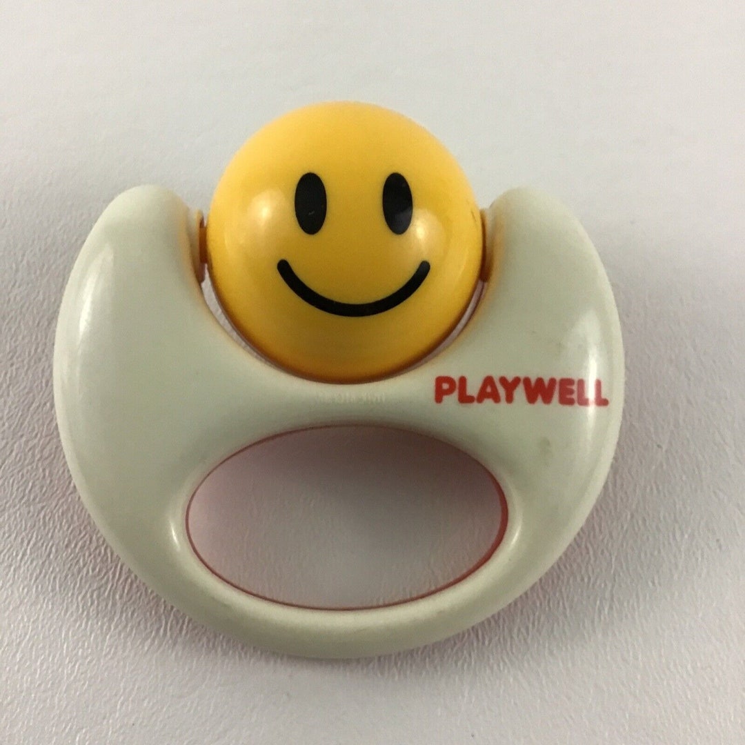 Playwell Smiley Face Rattle Teether Baby Toy Spinning Ball - Etsy
