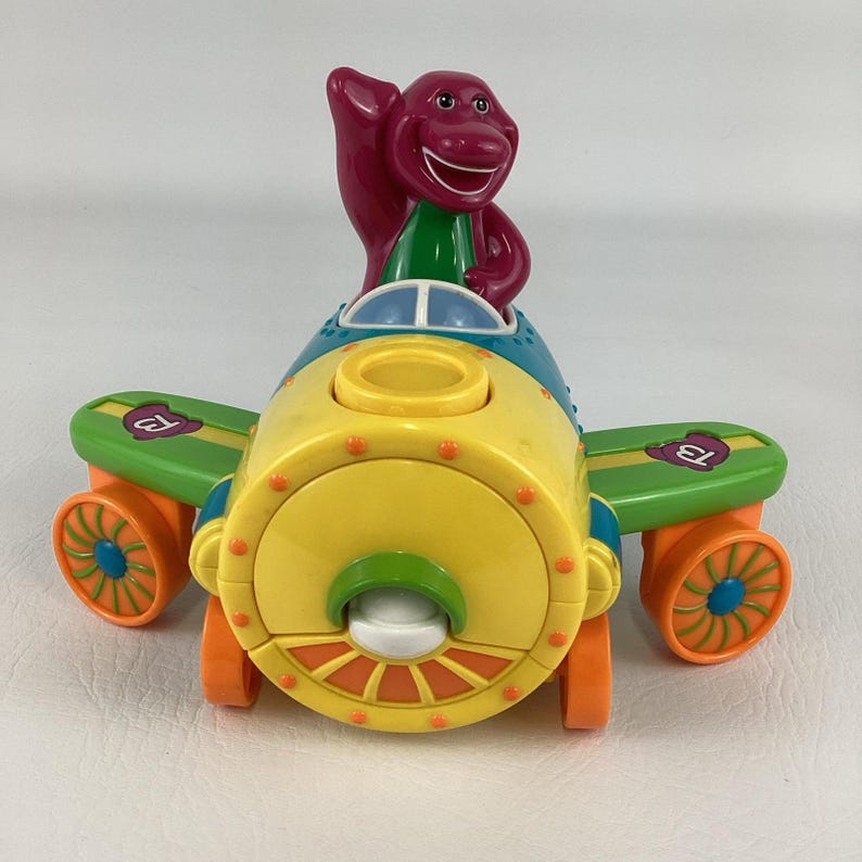Barney Train to Plane Traveler Toy Purple Dinosaur W Sounds Vintage ...