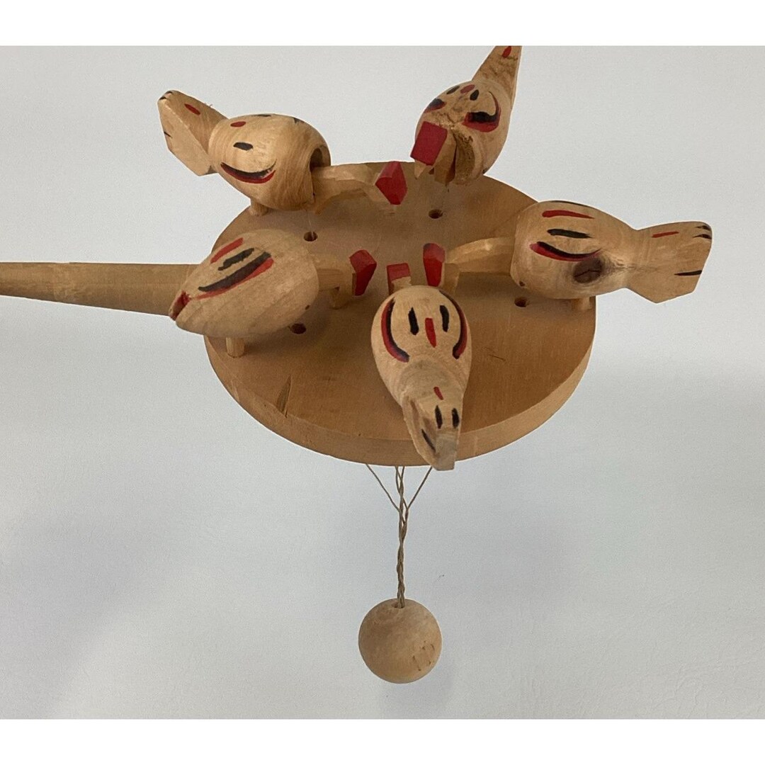 Vintage Traditional Wooden Pecking Chickens Kinetic Folk Art Toy ...