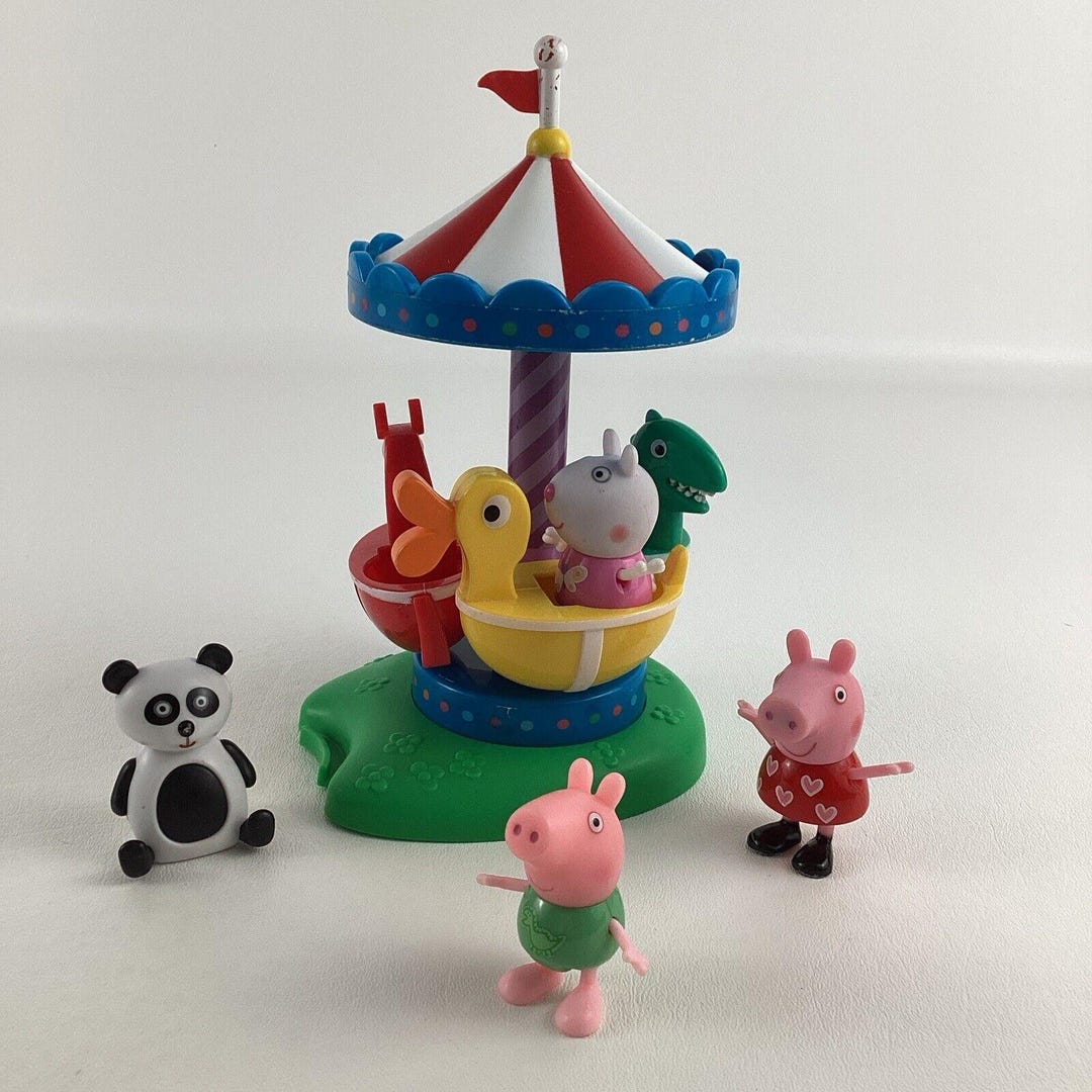 Peppa Pig Amusement Park Ride Merry Go Round Carousel W Figures Lot ...