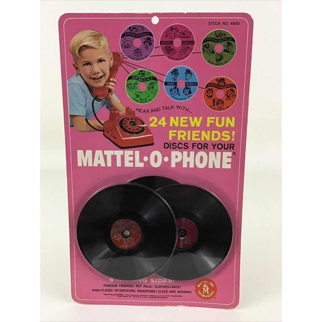 Mattel-o-phone Discs Vintage 1967 Toy Telephone 6 Talking Sides Pets ...