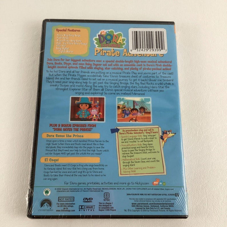Dora the Explorer DVD Pirate Adventure Musical Episode Vintage New ...