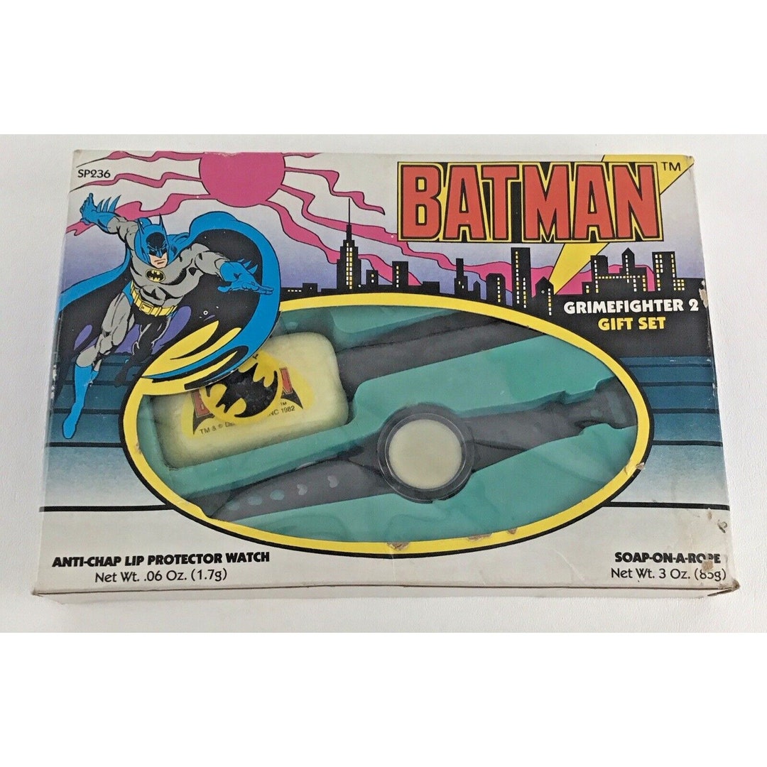 DC Comics Batman Grimefighter Gift Set Soap on A Rope Lip Balm Watch ...