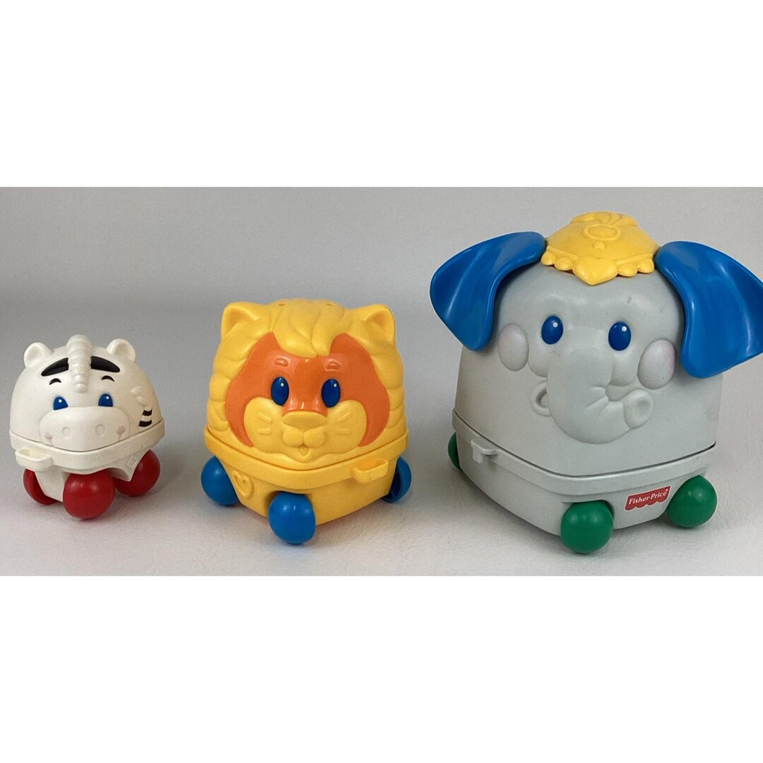 Fisher Price Nesting Animal Train Stackable Vintage 1995 Elephant Lion ...