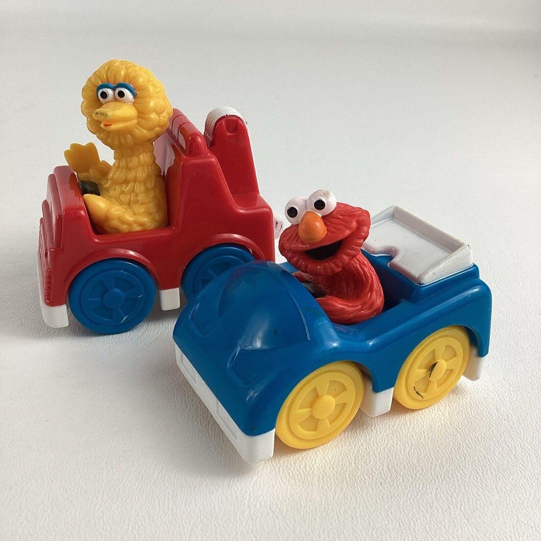 Sesame Street Push Along Racers Big Bird Tow Truck Elmo Car Vintage ...